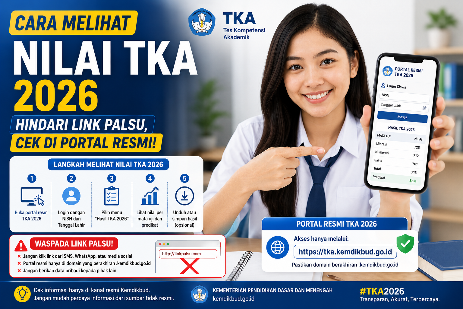 Cara Melihat Nilai TKA 2026: Hindari Link Palsu, Cek di Portal Resmi!